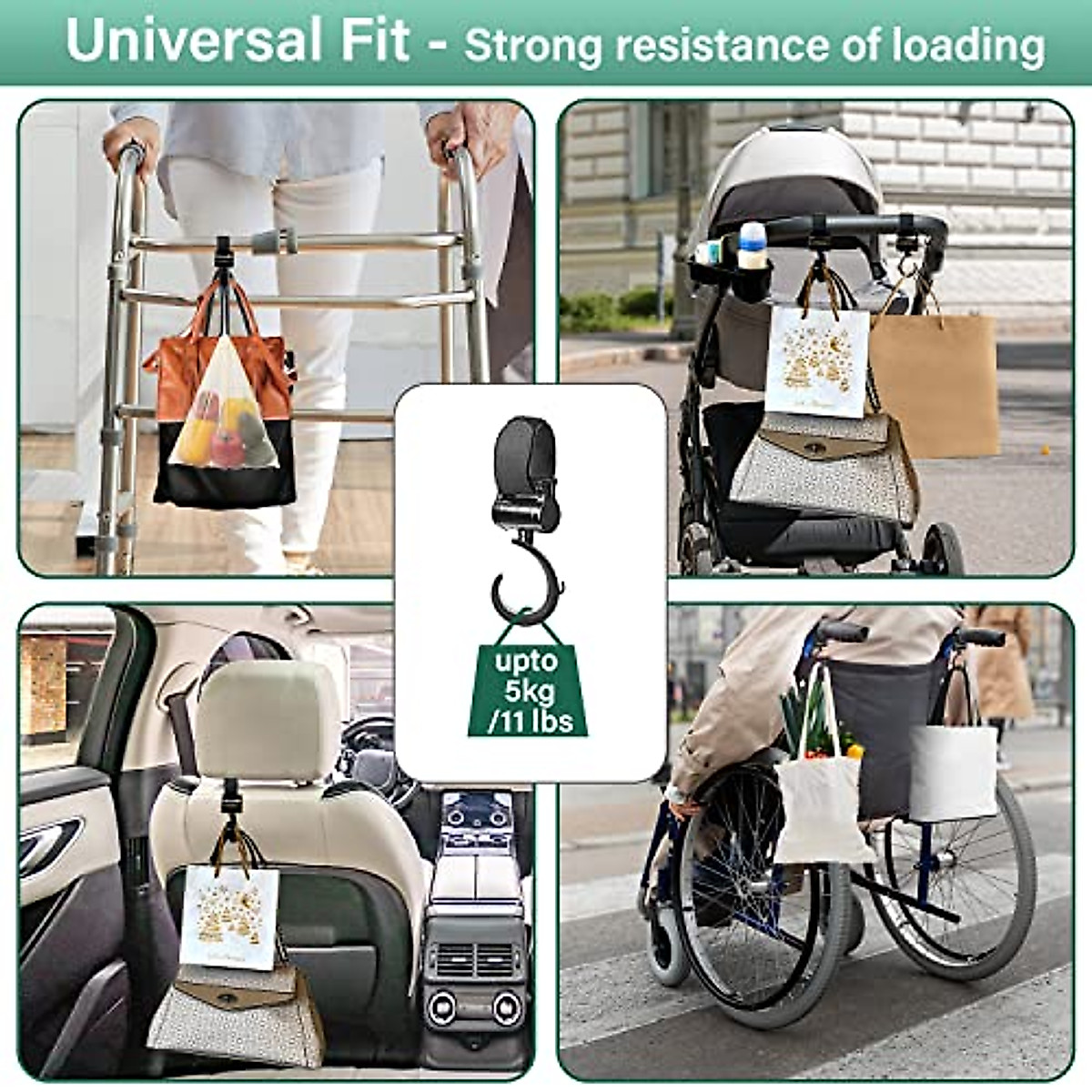 3 in 1 Stroller Cup Holder with 2 Stroller Hooks for Hanging Diaper Bags, Purse - Upgraded Removable Universal Cup Holder with Phone Holder & Snack Tray for Stroller, Bike, Wheelchair, Walker, Scooter