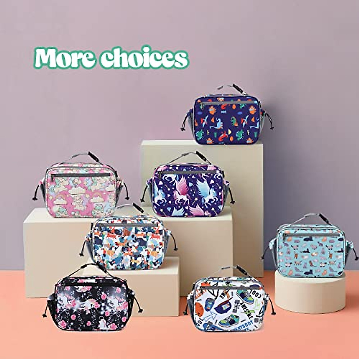 Maelstrom Lunch Box Kids,Expandable Kids Lunch Box,Insulated Lunch Bag for Kids,Reusable Lunch Tote Bag for Boy/Girl,9L,Horse (KB02-MSLB02-3)