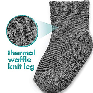 Fruit of the Loom Baby 6-Pack All Weather Crew-Length Socks, Mesh & Thermal Stretch - Unisex, Girls, Boys (6-12 Months, Blue)