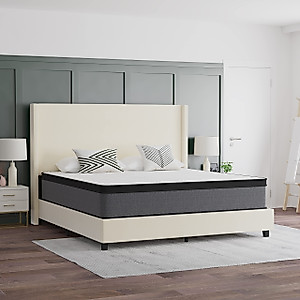 EMMA + OLIVER Astor Euro Top Hybrid Mattress - King Size - Individual Pocket Springs - Certi-PUR US Certified Foam - Pressure Relieving - Mattress in a Box