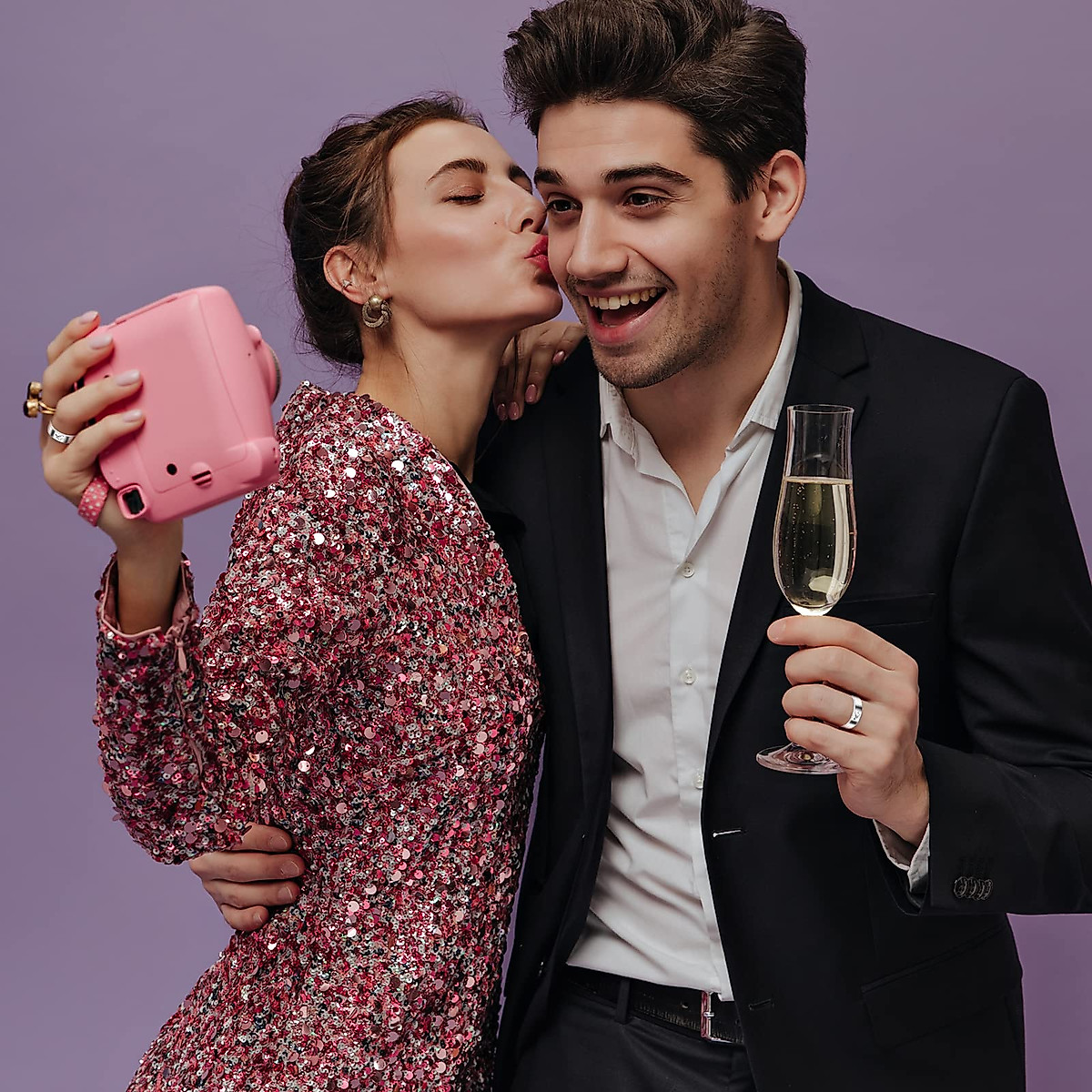 HUASAI Couple Ring for Women Men Silver Band Ring for Couples Classic Plain Love Ring for Boyfriend Girlfriend Distance Relationship Promise Ring(Size 6 for Women)