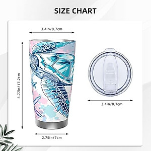 AYCZN Watercolor Ocean Turtle 20 OZ Tumbler Stainless Steel Travel Coffee Mug, Sea Starfish Insulated Water Bottle with Lid Leakproof Thermal Cup