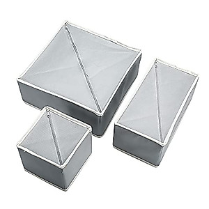 Patioer 12 Pack Underwear Drawer Organizer Dividers Foldable Drawer Organizer For Clothes Cloth Storage Box Closet Dresser Organizer Cube Fabric Containers Basket Bins for Underwear Bras Socks, Gray