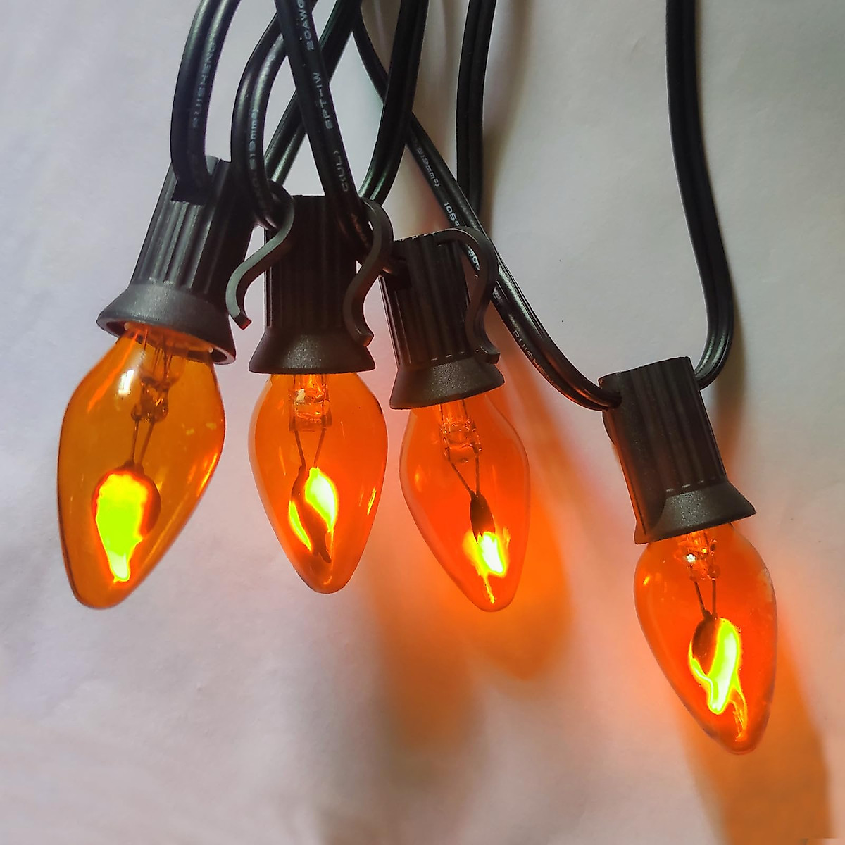 C7 Flickering Flame Light Bulbs, 12 Pack Orange Flickering Light Bulbs E12 Candelabra Base Light Bulbs, 1 Watt Edison Light Bulb for Chandelier Night Light Candle Lamp Christmas Halloween Decoration