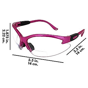 Global Vision Eyewear Cougar Bifocal Women's Safety Glasses Dark Pink Nylon Frame Clear Lenses (Pink 1.50)