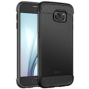 JETech Slim Case for Samsung Galaxy S6 (NOT for S6 Edge), Protective Cover with Shock-Absorption and Carbon Fiber Design, Black