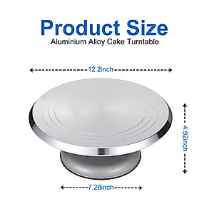 WObell Aluminium Alloy Rotating Cake Stand 12 Inch Revolving Cake Turntable for Cake, Cupcake Decorating Supplies