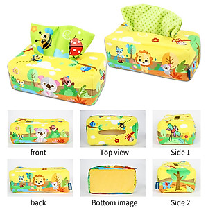 AIPINQI Baby Tissue Box Toy Magic Crinkle High Contrast Tissue Sensory Box Baby Toys to 6-12 Months,Lion