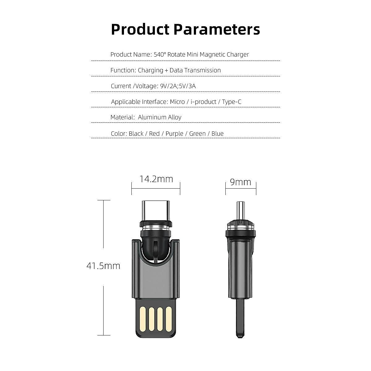 BoxWave Cable Compatible with Microsoft Surface Duo 2 5G - MagnetoSync Mini Adapter, Magnet Charging Cable USB Type-C Micro USB - Jet Black
