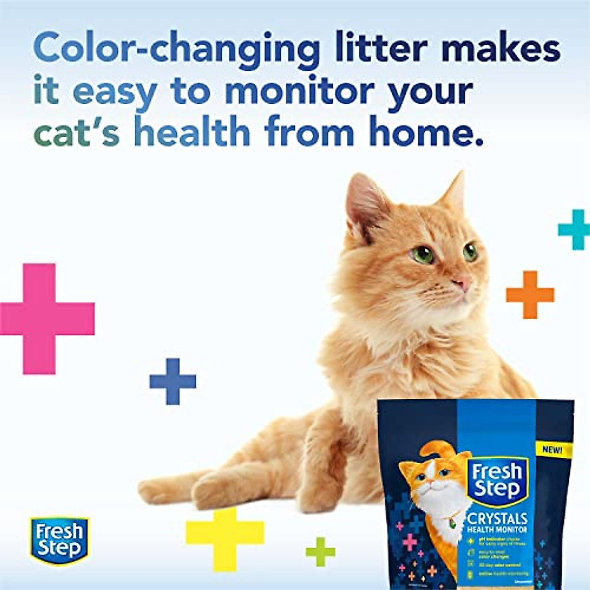 Fresh Step Crystals Health Monitoring Cat Litter, Color-Changing Litter Helps Detect Irregularities in Cat Urine, Controls Odor for 30 Days, 7 lb. Bag