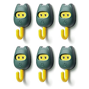 mogen886 Cute Cat Shape Wall Hooks,Plastic Creative Home Storage Utility Wall Decorations Hanger Holder for Hanging Hat Towel Backpacks Key Scarf Bags Green L