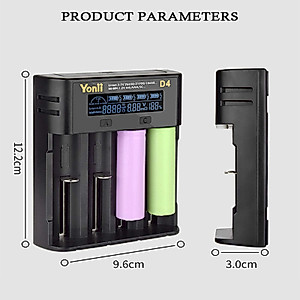 PUNLIM 18650 Battery Charger, Universal Smart LCD Display Fast Charger for Rechargeable Batteries Ni-MH Ni-Cd AA AAA Li-ion LiFePO4 IMR 10440 14500 16340 RCR123A 26650 3.7v 1.5v