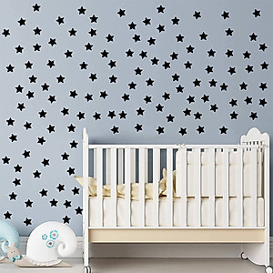 100 Pcs/Set Star Decal for Wall Sticker Removable Peel and Stick Vinyl Decoration Home Bedroom Living Room Nursery DIY Patten Decor YMX64 (Black)
