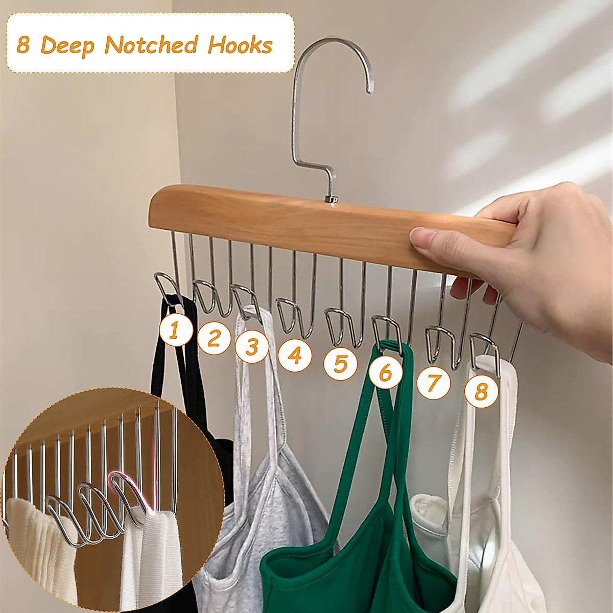 Anti Slip Multi Hook Coat Racks 4 Pack 360 Degree Space Saving Hangers with 8 Hooks, Multifunctional Non-Slip Storage Hangers, Hanger with Multiple Hooks for Ties, Scarves, Socks