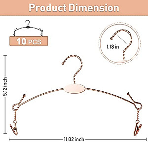 Exttlliy Metal Underwear Bra Rack Durable Fashion Children Clothes Hangers Hook Lingerie Shop Display Hanger with Clips (Rose Gold, 10PCS)