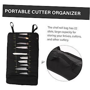 Chef Knife Roll Bag for Chefs, 22 Slots Portable Chef Knife Case Storage Roll Bag with Carry Handle (Black)