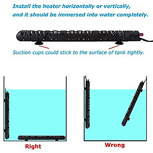 ZHGSERVU 100W/300W/500W Aquarium Heater Submersible 10-90 Gallon 300 Watt Fish Tank Heater with Durable Quartz Glass Protective Sleeve Auto Thermostat for Fresh-Water & Salt-Water