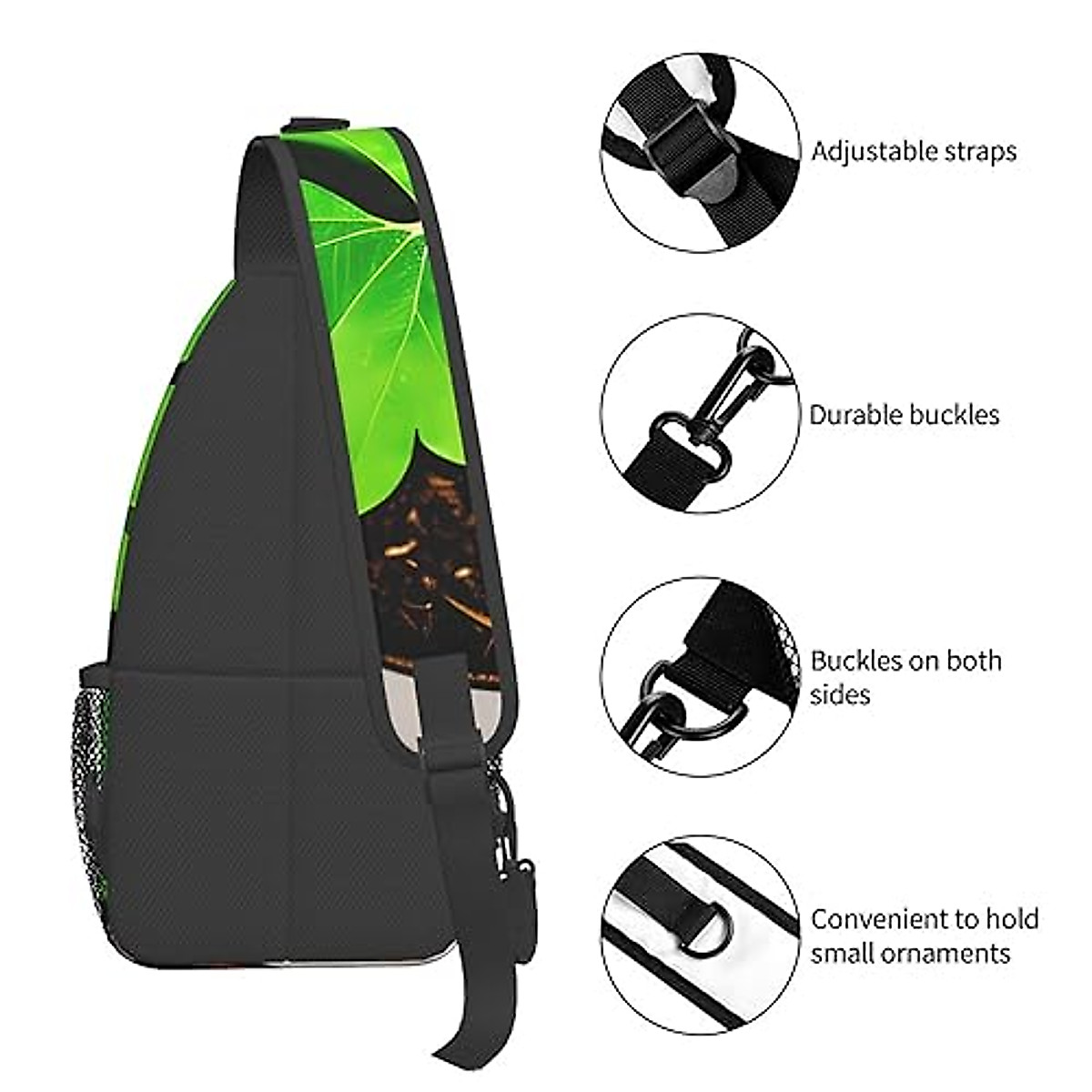 St Patricks Day Leaves High Storage Capacity Chest Bag Diagonally Sling Backpack Crossbody Shoulder Bag For Men Women