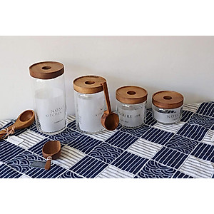 WellieSTR 1Pc (D 1000ml/34oz) Glass Storage Jars (48oz/1400ml) with Airtight Seal Bamboo Lid Stackable Kitchen Canisters for Candy, Coffee Bean Cookie, Rice, Sugar, Flour, Pasta, Nuts, Coffee