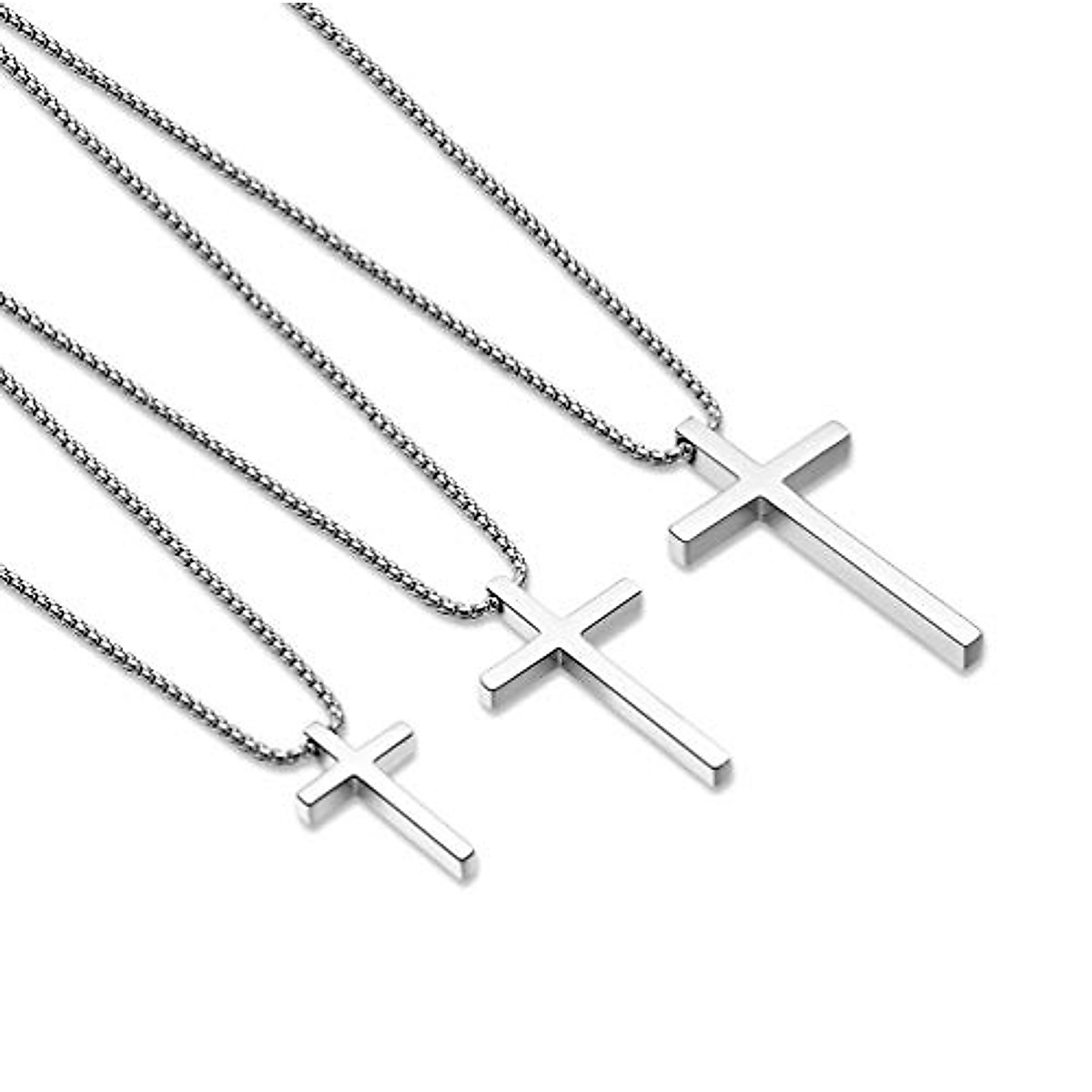 Ursteel Cross Necklace for Men, Stainless Steel Cross Chain Silver Mens Cross Necklace 18 Inch, Christian Jewelry Cross Necklace for Men Boyfriend