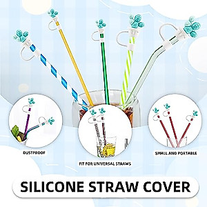 Straw Cover Cap Compatible with Stanley 40/30 oz The Quencher H2.0 Flowstate Tumbler with Handle Straw Topper for Stanley Cup Accessories (Straw Cover Cap - 10mm - 2 Packs - Green Cactus)