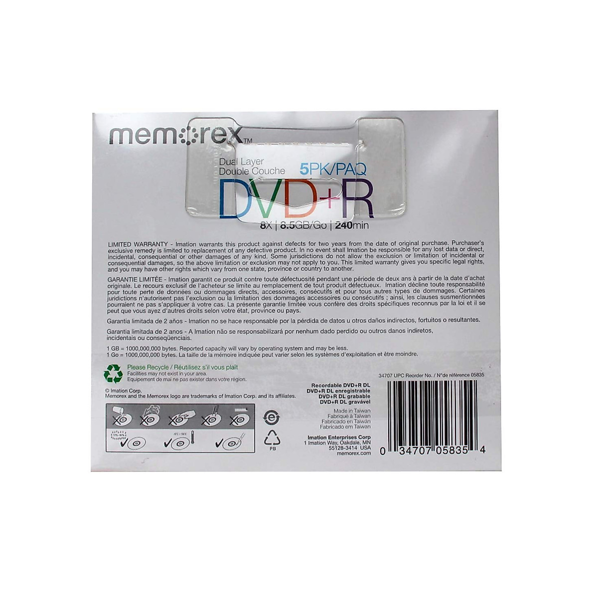 Memorex 8.5GB 8X Double Layer DVD+R (5 Pack)