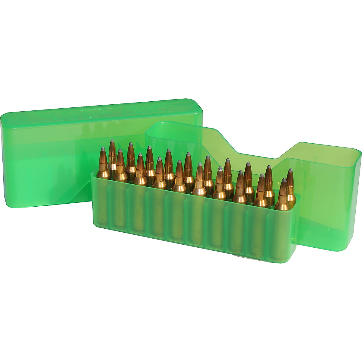 MTM Case-Gard 20 Round Slip-Top Rifle Ammo Box,Clear Green,Medium