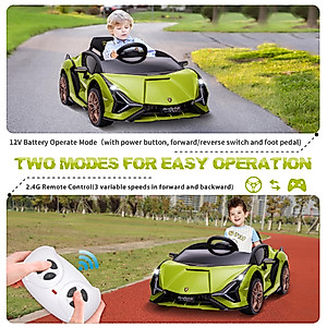 12V Licensed Lamborghini SIAN Electric Car Ride On Toy by TOBBI,Kids Electric Vehicle for 3-8,Electric Vehicles Battery Powered Sports Car w/Parent Remote Control,Spring Suspension,LED Lights