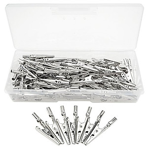 WMYCONGCONG 100 PCS Metal Alligator Clips 52mm Electrical Test Clamps (100 Pcs no cap)
