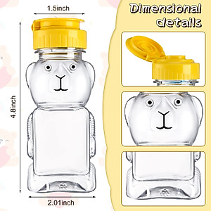 48 Pieces 6 oz Plastic Bear Honey Bottle Honey Squeeze Bottle with Flip Top Lid Clear Honey Containers Honey Bear Cup Honey Bear Jars Bear Juice Bottle Drinking Cup for Storing and Dispensing