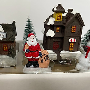 RTing YAN Xuan Mini Christmas Village Sets,Warm LED Lighted Christmas Village Houses with Figurines & Trees,Room Decor Gifts, Set/10