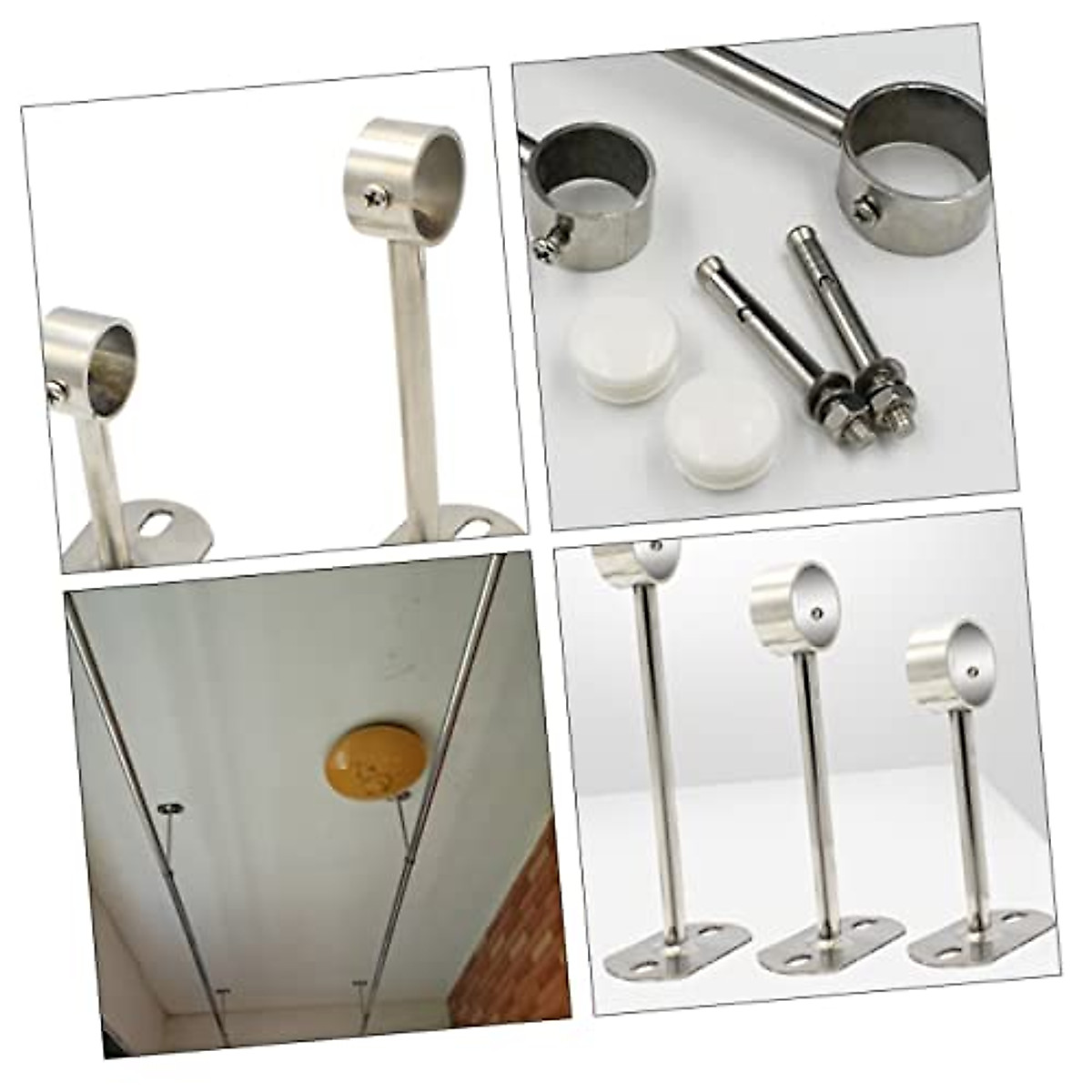 SHOWERORO 2pcs Pole Crane Ceiling Curtain Rod Armoire Wardrobe Closet Tension Rod Shelf Shower Tension Rods Closet Pole Closet Rod Support Shower Curtain Rod Support Clothes Rod Socket Pole