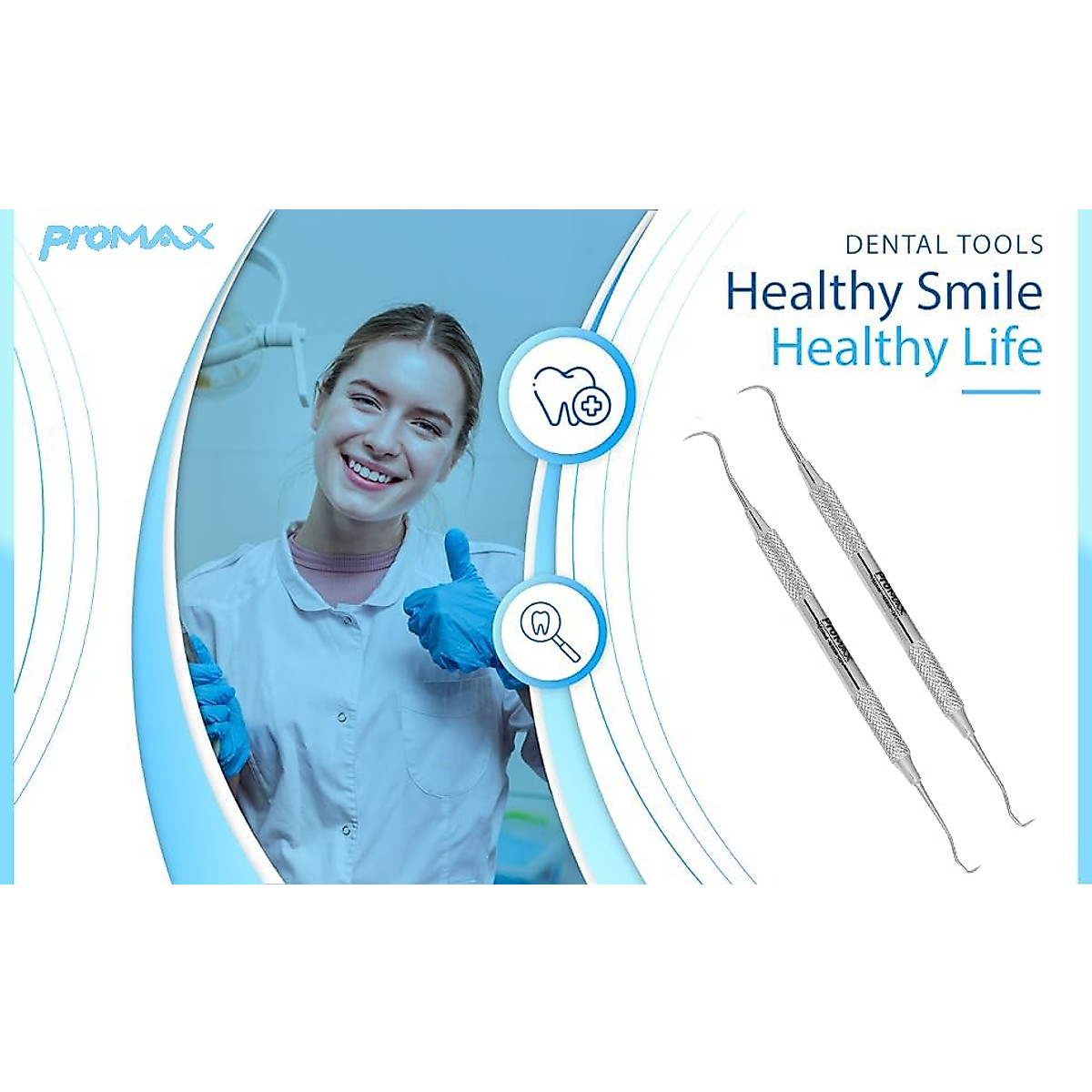 Professional Dental Tartar Scraper Tool - Double Ended Tartar Remover for Teeth, Dental Pick, Plaque Remover, Tooth Scraper - Added Tooth Cleaning at Home - 100% Surgical Stainless Steel-45-10127 (2)