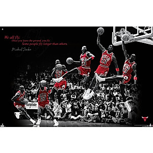 Trends International Michael Jordan - Fly Wall Poster, 22.37" x 34.00", Poster & Push Pin Bundle