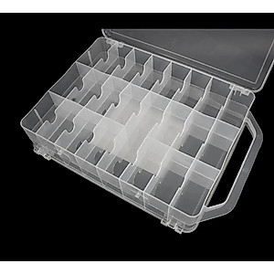 Double Sided Storage Case for 46 Hot Wheels, Matchbox Cars, Small Action Figures, Crafts; Portable Transparent Storage Case with 46 Compartments, Case Only (Transparent)