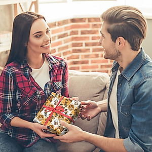 EYQQM Pack of 5 Gift Wrapping Paper 51x75cm Kraft Paper Wrapping Paper Sheets Pack for Kids Birthday, Party Storage Festive Decoration (Khaki Cookies)