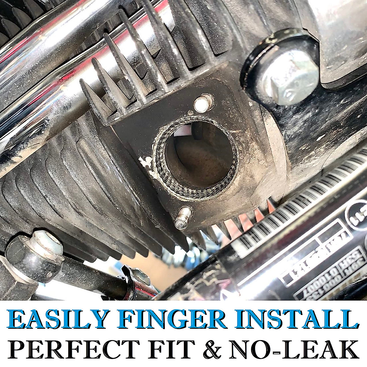 vanjoy Exhaust Gasket for Harley, Made of Graphite and Steel Mesh for 1984-later Most Harley Davidson Bikes, Touring, Sportster, Dyna, Softail, Evo, etc. 1 Pair 2pcs