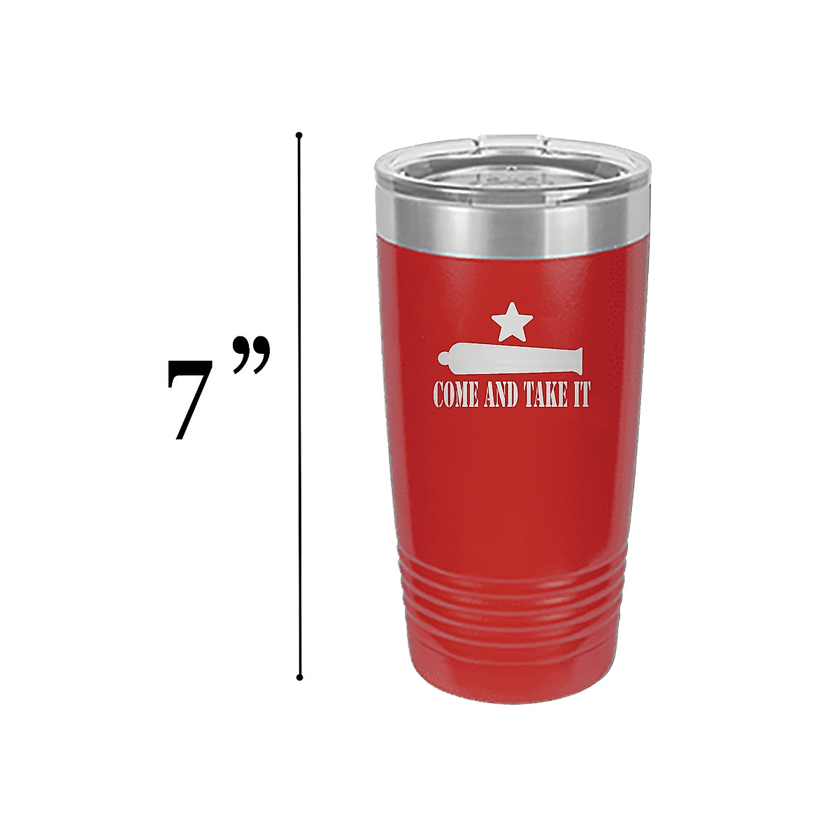 Rogue River Tactical Come and Take It Gonzales Texas Flag 20 Oz. Stainless Steel Travel Tumbler Mug Cup w/Lid Vacuum Insulated Hot or Cold (Red)