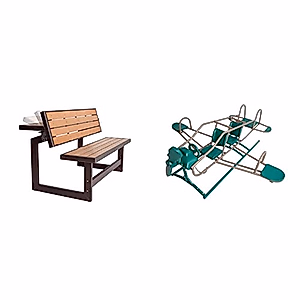 Lifetime 60054 Convertible Bench/Table, Faux Wood Construction & Ace Flyer Airplane Teeter Totter - Earthtone (90135)
