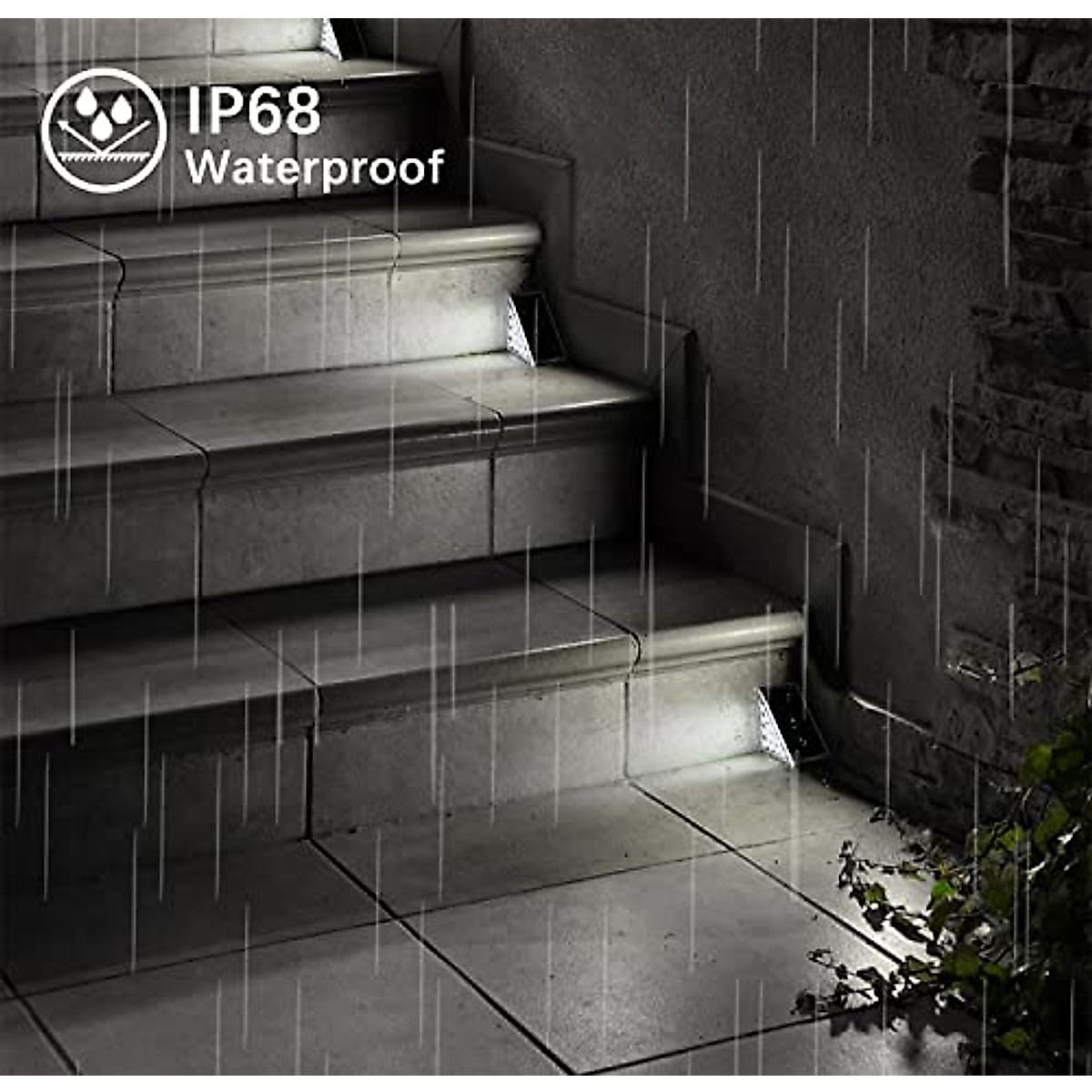 YHXGLJDKA LED Solar Step Lights Outdoor Stair Lights, 6-Pack Wireless Security Lights Auto ON/Off, IP67 Waterproof Lights for Garden Backyard Garage Stair Step(Warm White)