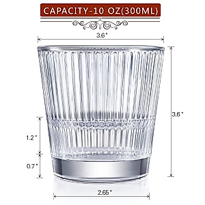 ANBFF Whiskey Glasses Set of 2, 10oz Drinking Glass Cups, Heavy Bottom Rocks Glasses, Crystal Old Fashioned Glass with Gift Box - Barware for Bourbon, Scotch, Cocktail for Men Women