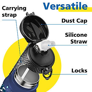 Han's Bottle Kids Water Bottle with Straw Lid - Insulated Stainless Steel Reusable Tumbler for Girls,Boys,Thermo Mug,17oz,Space Planet