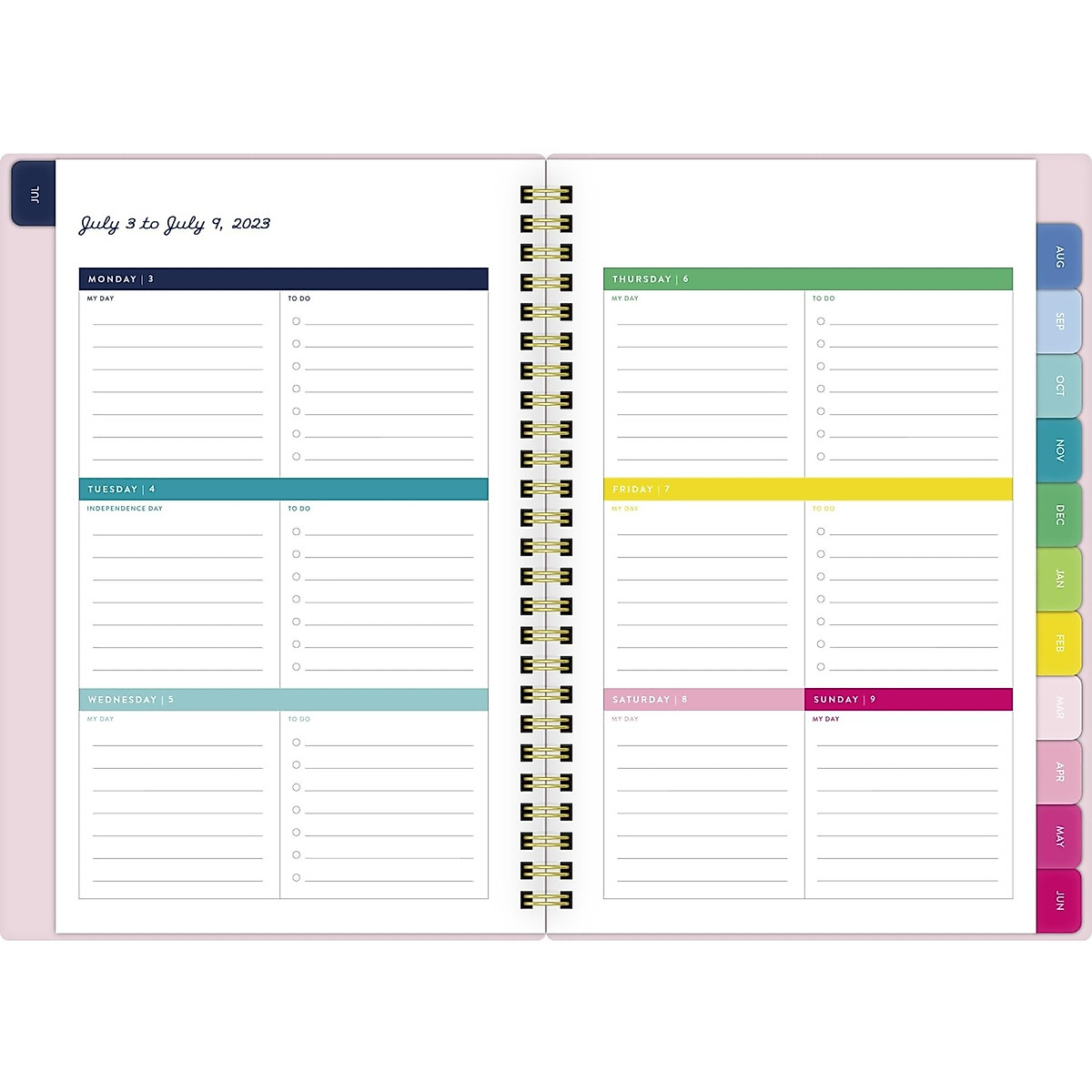 AT-A-GLANCE 2023-2024 Academic Planner, Simplified by Emily Ley, Weekly & Monthly, 5-1/2" x 8-1/2", Small, Monthly Tabs, Flexible Cover, Leatherette, Blush (EL13-200A)