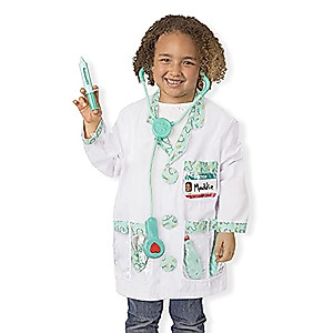 Melissa & Doug Doctor Role Play Dress-Up Set (7 pcs) - Pretend Play Costume And Kit With Stethoscope For Kids