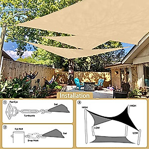SUNNY GUARD Sun Shade Sail 16'5''x16'5''x16'5'' Triangle Sand UV Block Sunshade for Backyard Yard Deck Patio Garden Outdoor Activities and Facility
