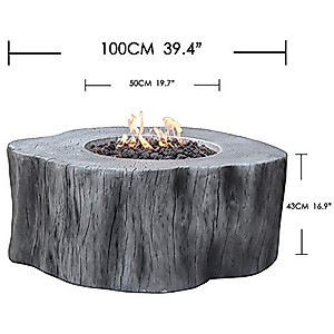 Elementi Manchester Outdoor Gas Firepit Table 42 Inches Natural Gas Fire Pit Patio Heater Concrete High Floor Clearance Firepits Outside Electronic Ignition Backyard Fireplace Cover Lava Rock Included