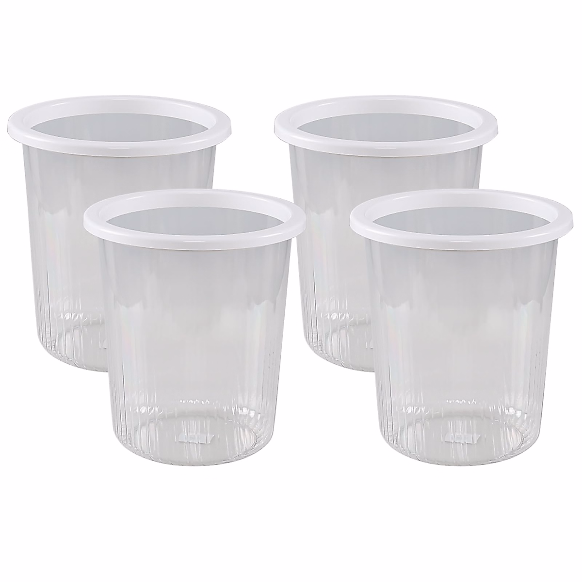 Waikhomes 4-Pack Clear Trash Can, Plastic Wastebasket 4 Gallon Round Garbage Container Bin Fits Under Desk/Sink/Cabinet