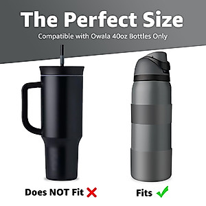 Jmoe USA Silicone Boot Sleeve + Hand Grip for Owala 40oz Water Bottle | BPA Free & Food-Grade Silicone Rubber | Protective Anti-Slip Bottom Bumper Cover | Protects Against Dents & Scratches (Grayt)
