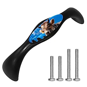 4 Pack Cabinet Pulls Handles Cabinet Hardware for Kitchen and Bathroom Cabinets, Drawer Pull, Cow Animal Livestock Fence Wooden