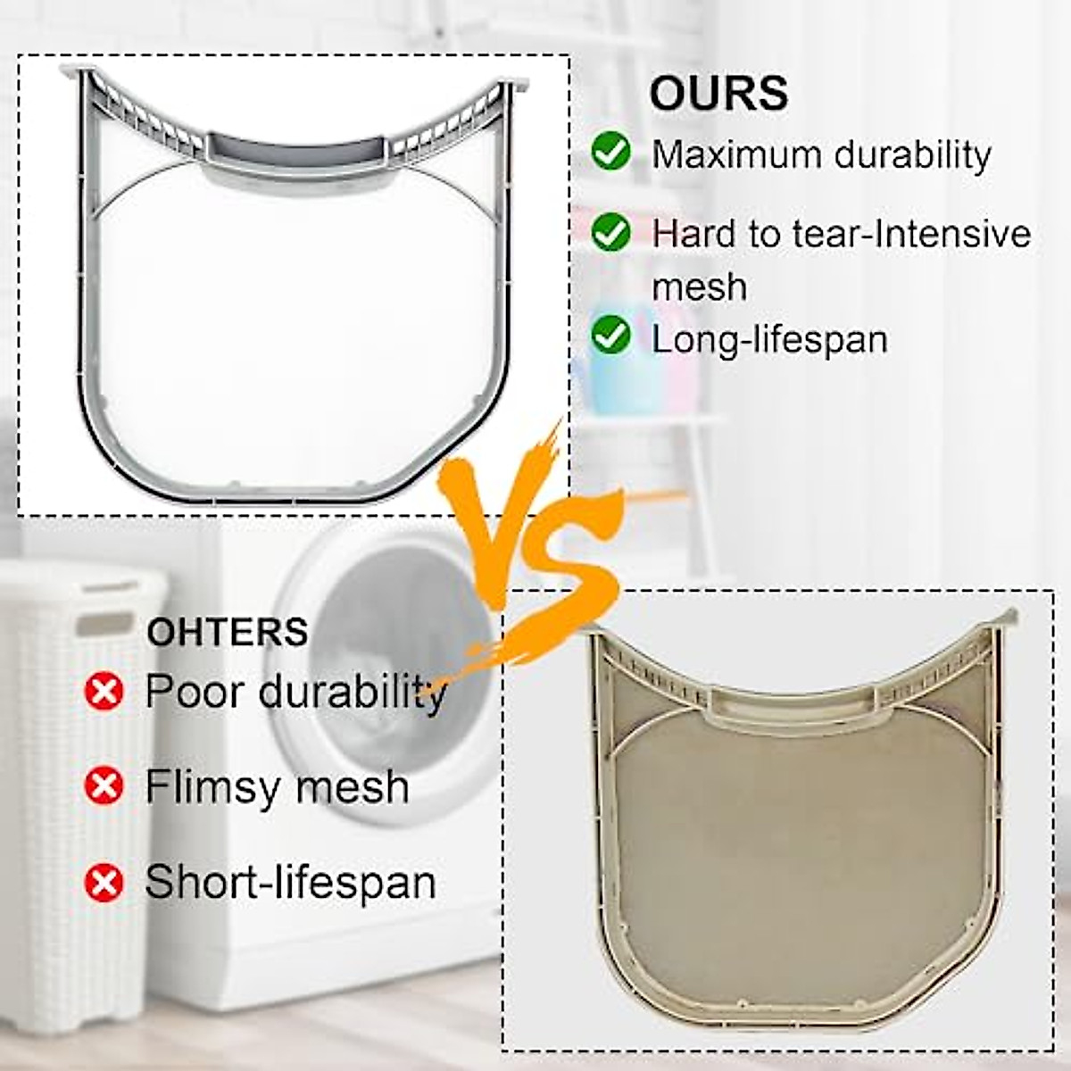 ADQ56656401 Dryer Lint Filter Upgraded Mesh Screen for LG ADQ566564 and Ken-more Elite Dryer Lint Screen Replacement with Clothes Dryer Lint Vent Trap Cleaner Brush Part